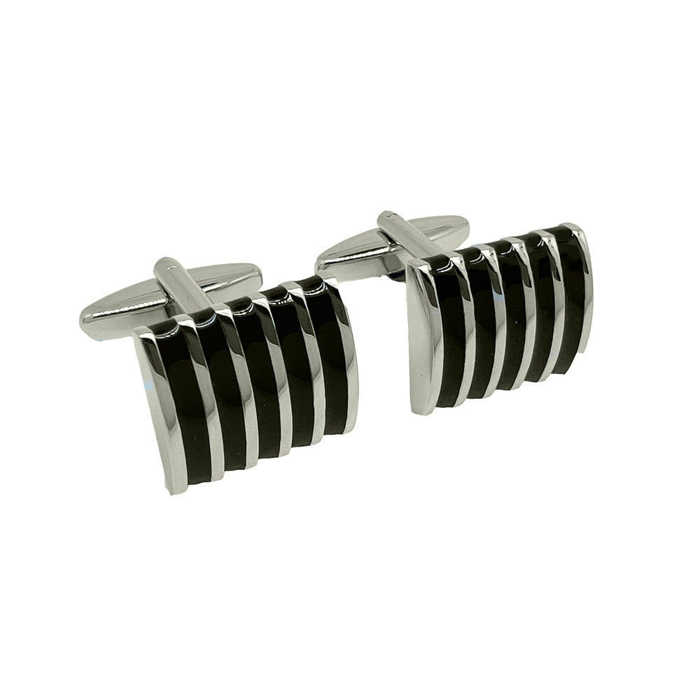 Silver/Black Vertical Striped Rectangle Cuff Links – The Tie Shop