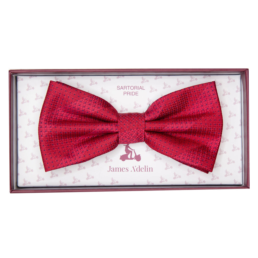 Red/Navy Luxury Spotted Stripe Pin Point Textured Weave Bow Tie – The ...