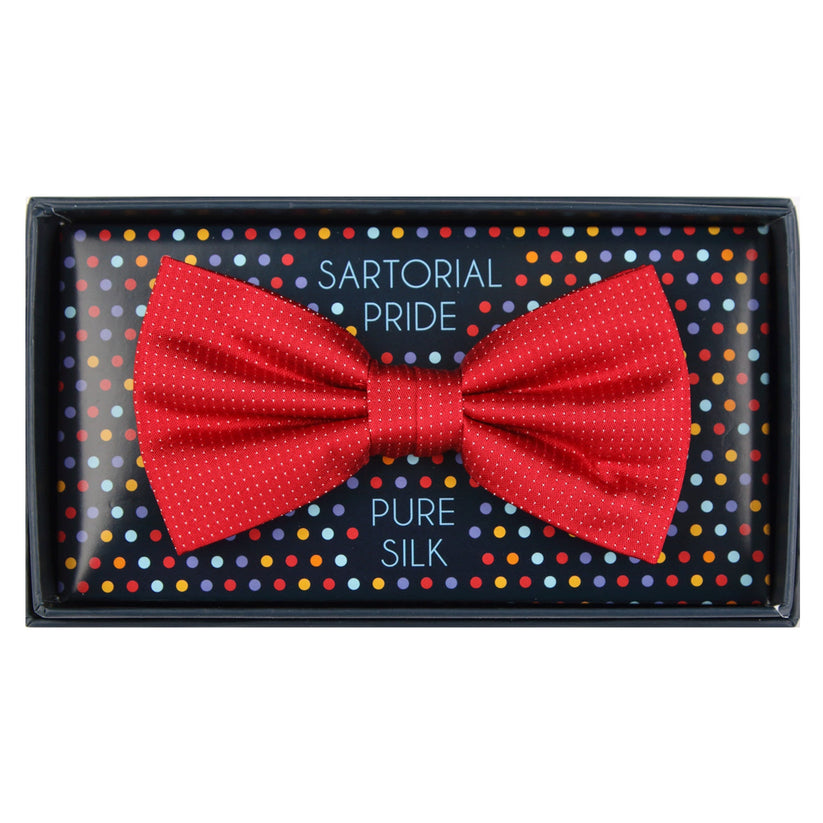 Red Pure Silk Micro Spotted Satin Weave Bow Tie – The Tie Shop