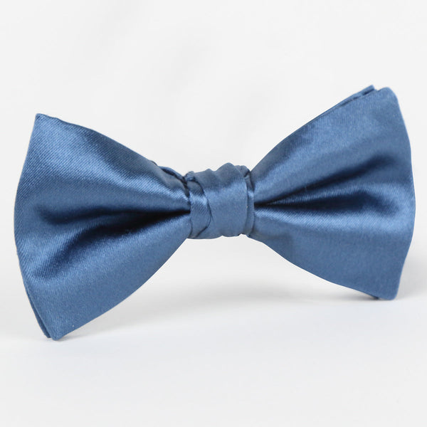 Slate Blue Luxury Silk Satin Weave Single Dimple Bow Tie – The Tie Shop